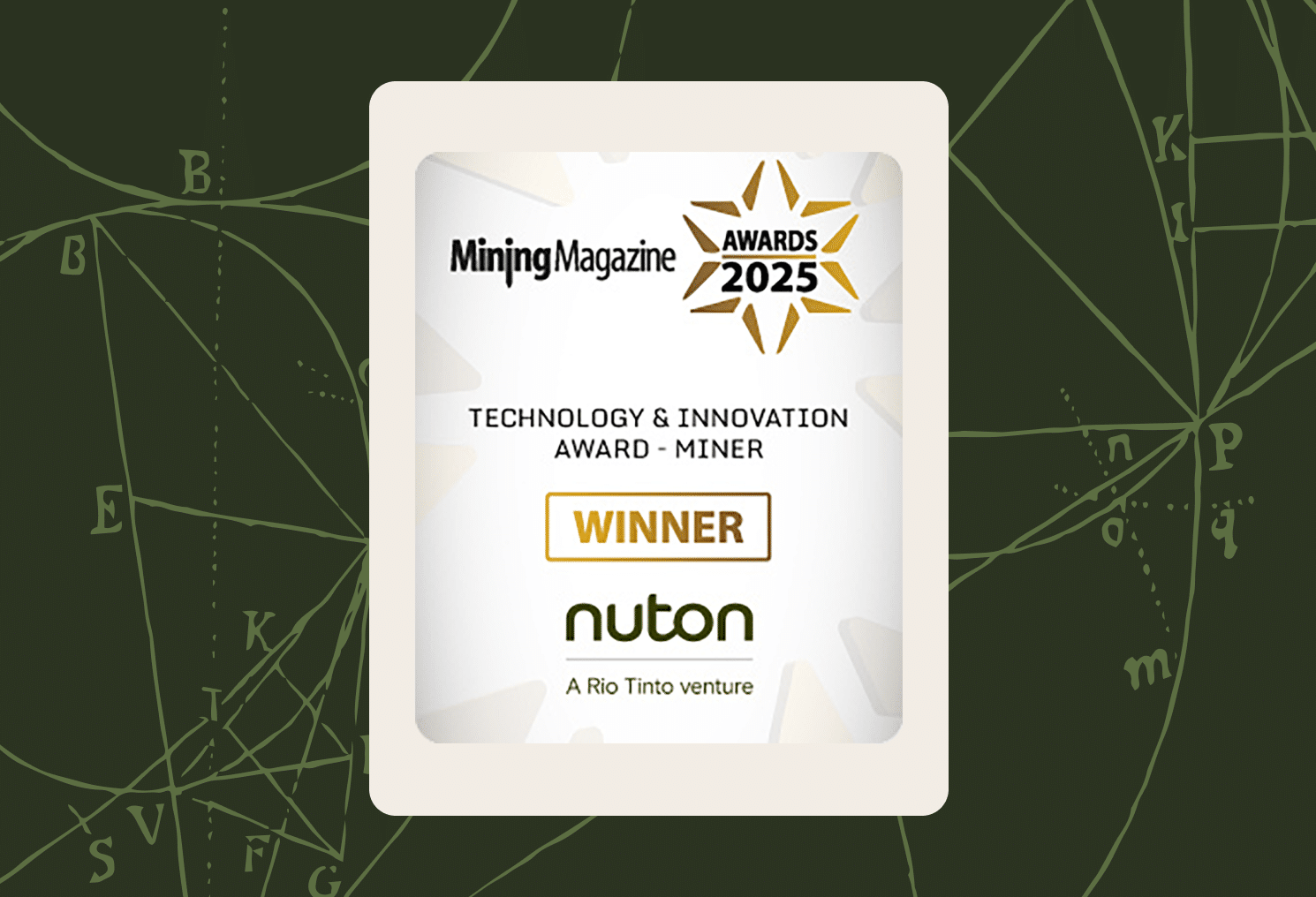 Nuton wins 2025 Mining Magazine Award for technology & innovation - Nuton